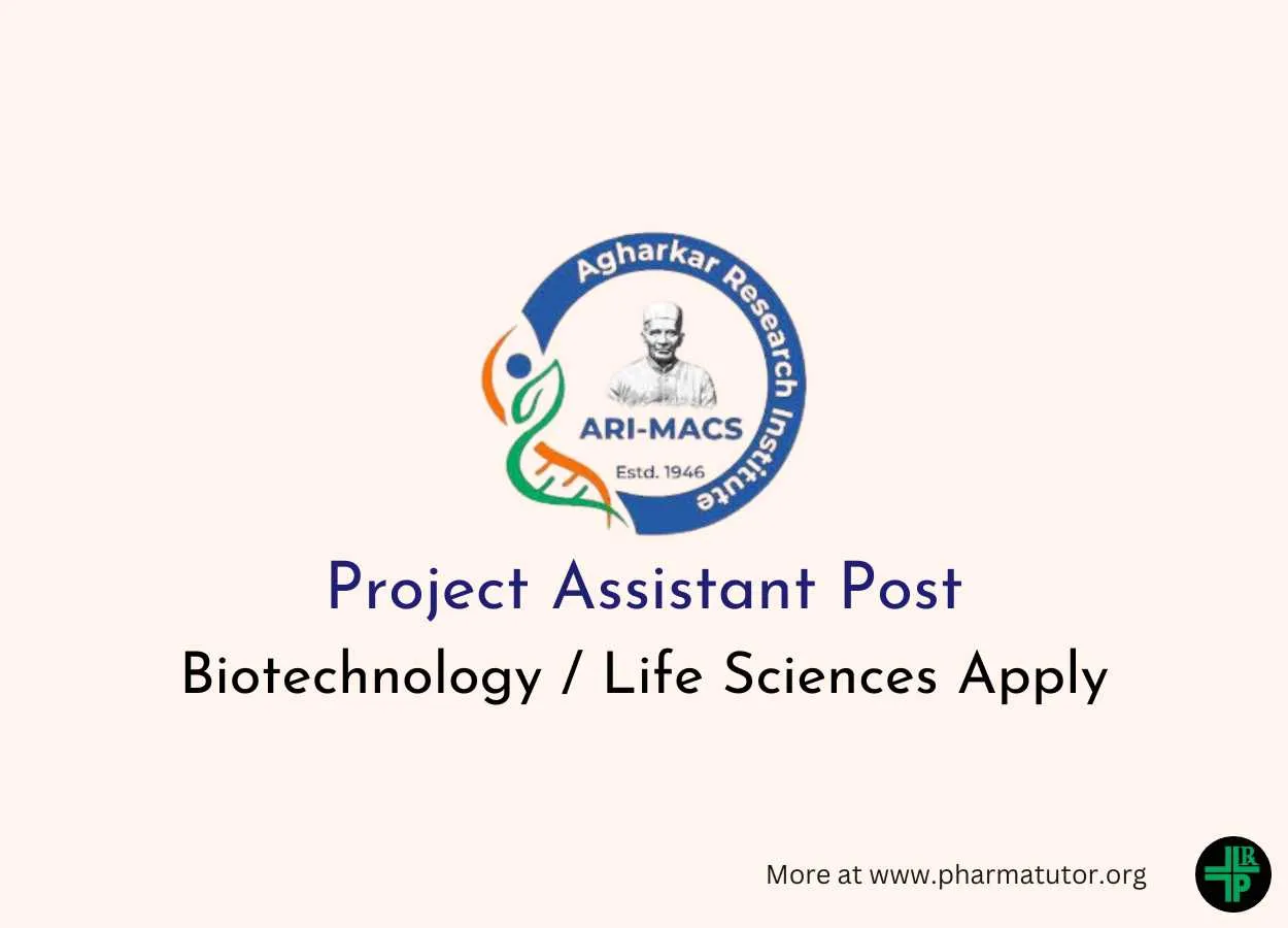 Applications are invited for Project Assistant at Agharkar Research ...